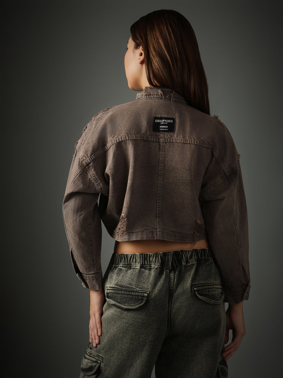 Own Lilac Cropped Denim Jacket with Soft Hue, Edgy Fit, and Distressed ...